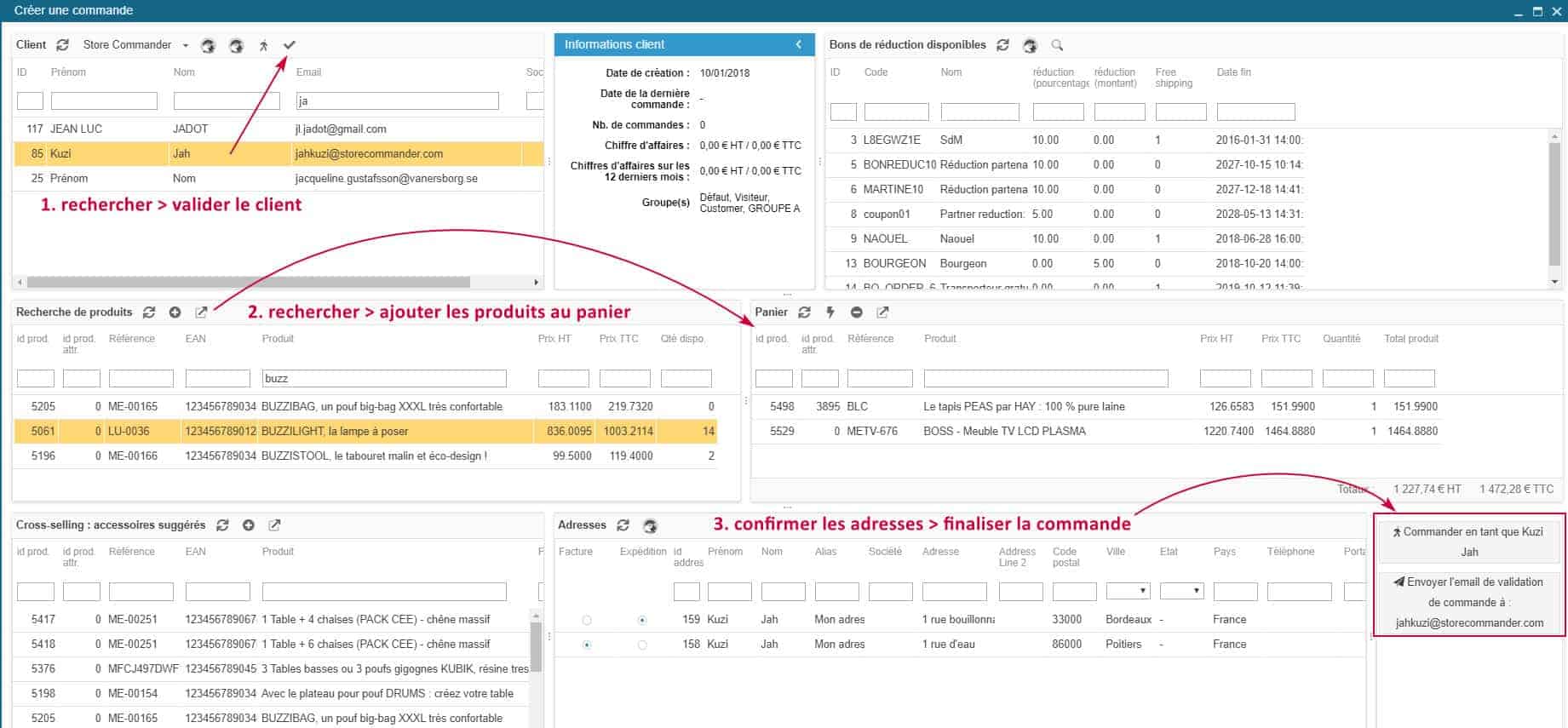 Créer les commandes dans Store Commander