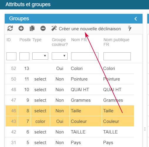 Créer des déclinaisons produits dans l'interface prestashop Créer des déclinaisons produits dans l'interface prestashop